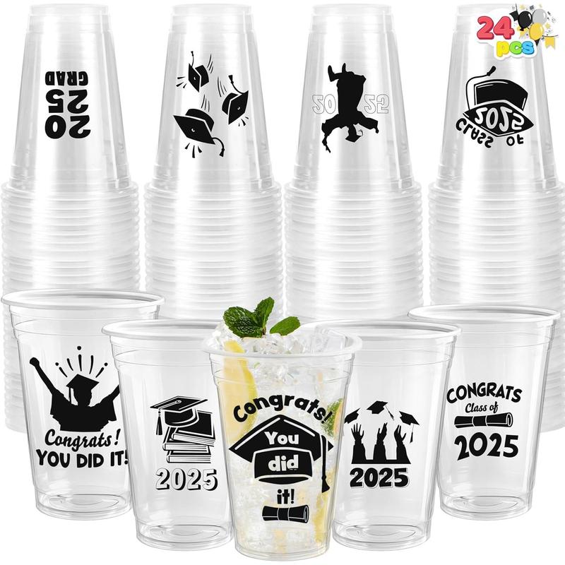 24 Pcs Graduation Party Cups 16oz - Class of 2025 Themed Disposable ...