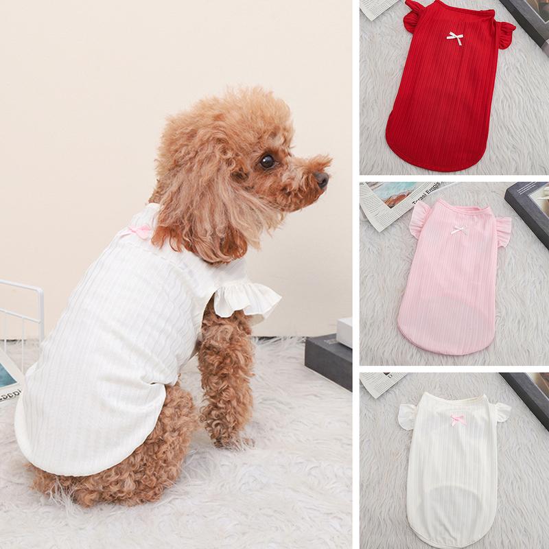 Dog Vest Ruffle Sleeve Round Neck Thin Comfortable Pet Dog Cat - TikTok ...
