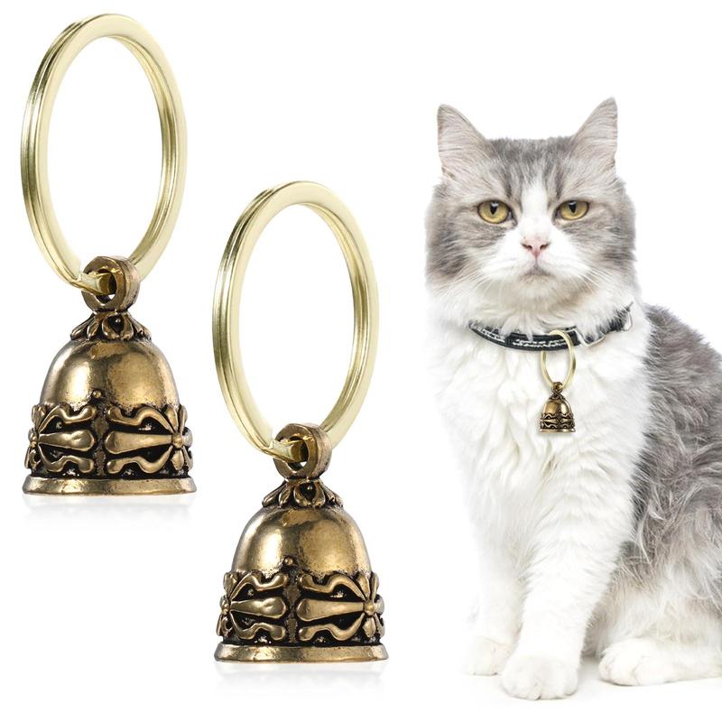 2 Pieces Pet Bells Brass Cat Collar Charms 0.98 Inch Small Cats ...