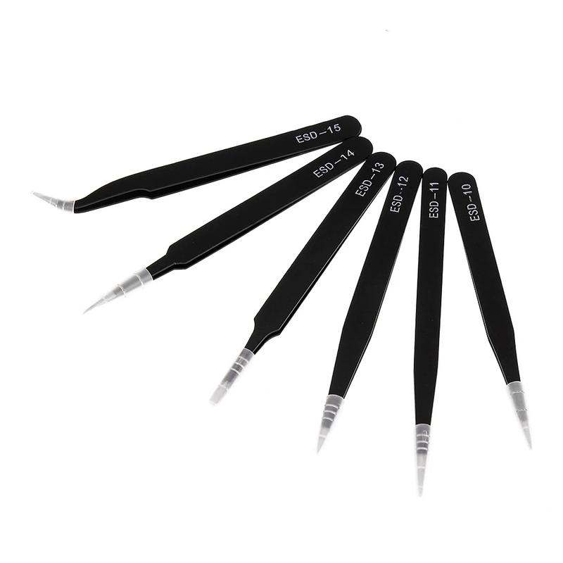6 Pcs Hand Tools Anti-static ESD Tweezers Set Straight Curve - TikTok ...
