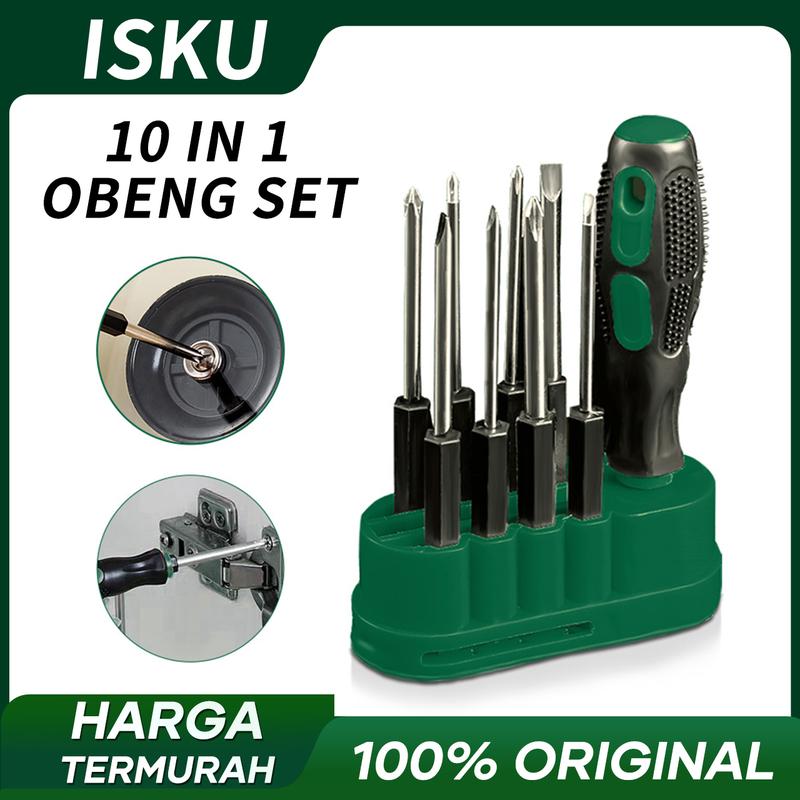 ISKU 10 in 1 Obeng / Obeng Set Kunci Shock Set Multifunction - Shop ...