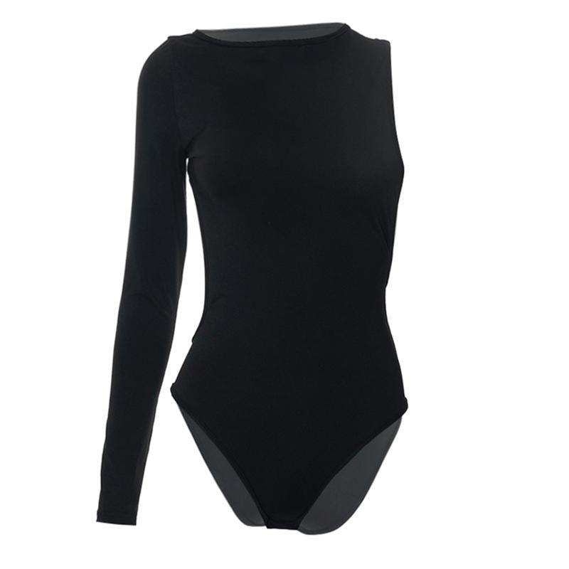 Women One-Side Long Sleeve Off Shoulder Backless Solid Black - TikTok ...