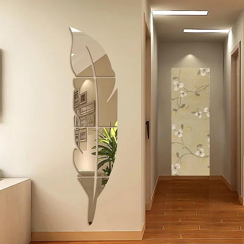 3D Mirror Wall Sticker for Living Room Art Home Decor Vinyl Decal ...