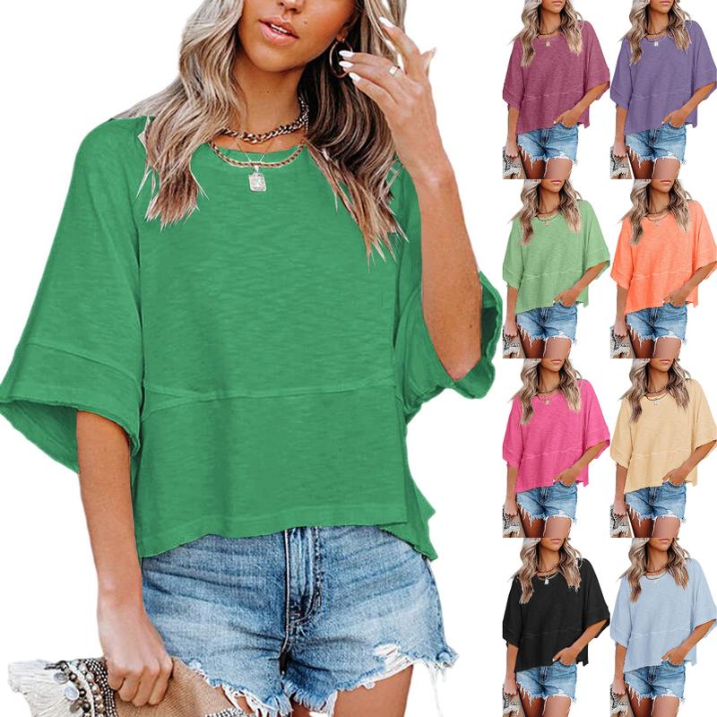 LAICIGO Women's 2025 Summer Simple Style Casual Crewneck Batwing ...