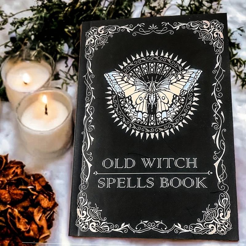Old Witch Spells Book, Intricate Cover Art Book with Butterfly Design ...