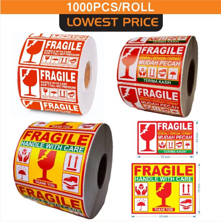 1000 PCS FRAGILE STICKER WARNING LABEL ROLL TYPE - TikTok Shop Malaysia