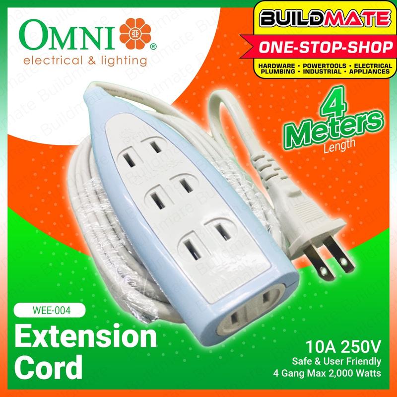 OMNI Electric Extension Cord 4 Gang Power Strip 4m 10A 250V WEE-004 ...