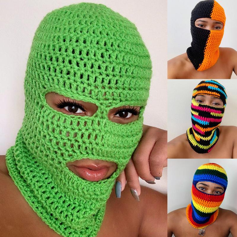 Zhen Rainbow Striped Balaclava Knit Balaclava Halloween Hooded - TikTok ...
