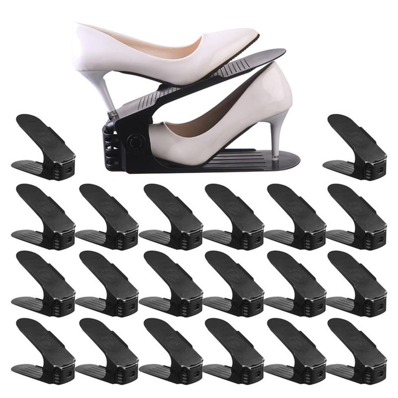 Shoe Slots Organizer Adjustable Shoe Support Rack Double Layer Stack ...