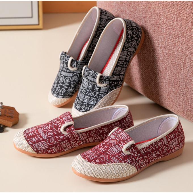 JYs. Ladies I Love Guam Rattan Loafers Slip ons Soft Fabric Flat ...