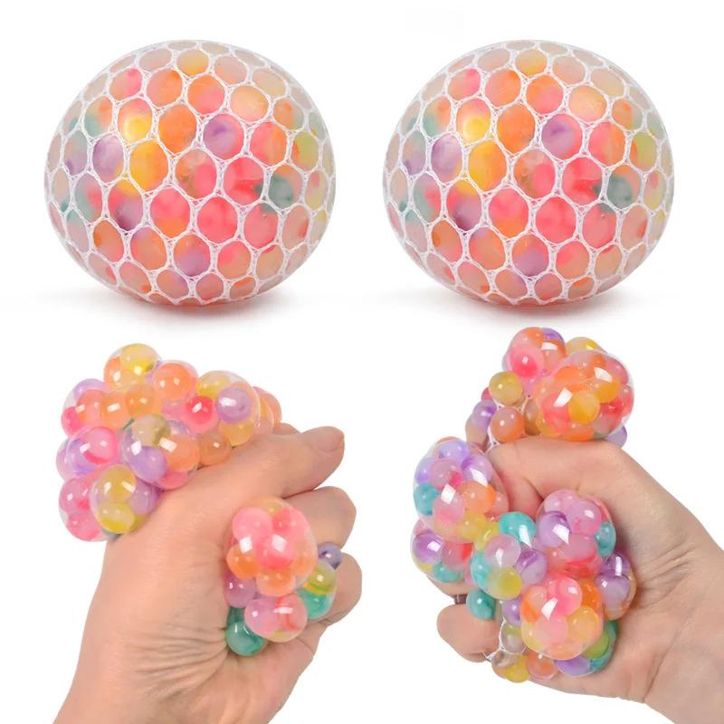 Rainbow Bead Stress Relief Ball Squishy Fidget Funny Toy Stress ...