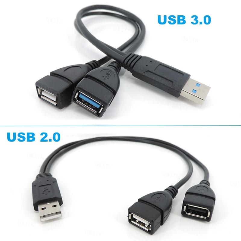 Y Cable Power USB2.0 Male to 2Dual USB Female splitter Double USB 2.0 3 ...