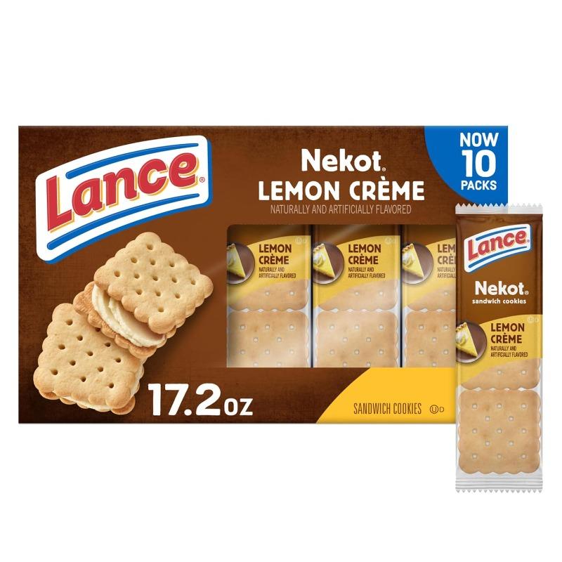 Lance Sandwich Cookies Nekot Lemon Creme 10 Individually Wrapped Packs ...