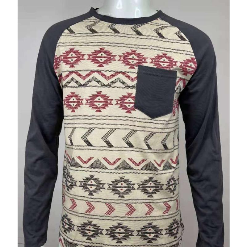 HANZO Men Long Sleeve Full-Printed Pocket Graphic Tee Baju T-shirt ...