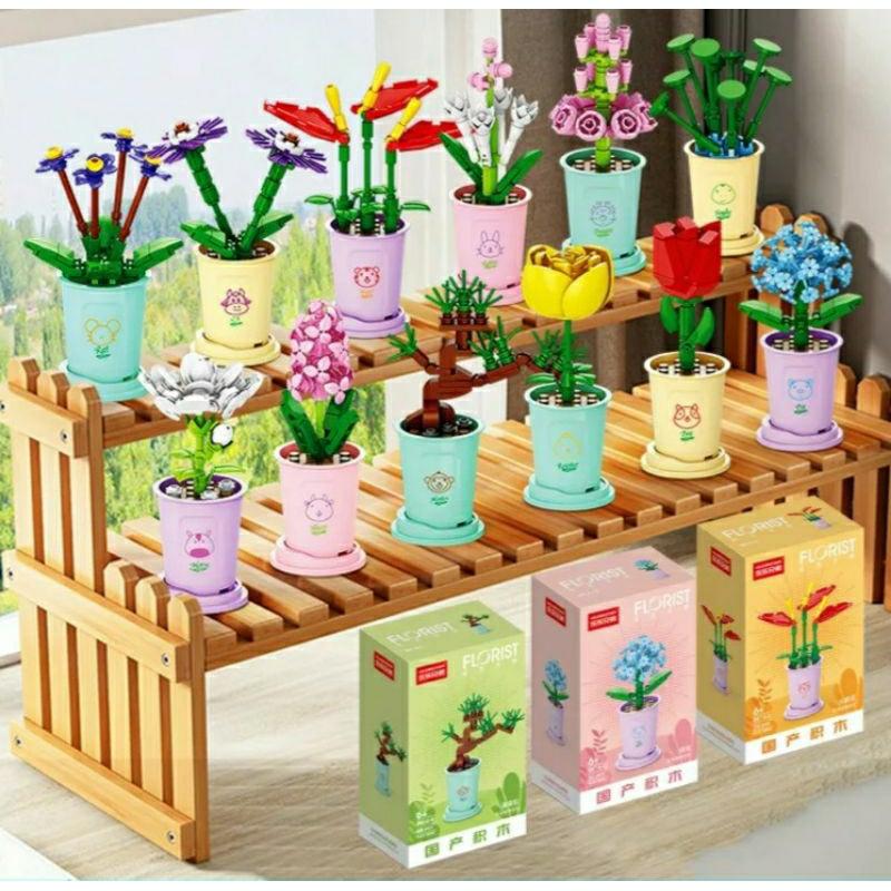 Nano Block Mainan Balok Susun Mainan Edukasi DIY Tanaman Pot - Shop ...