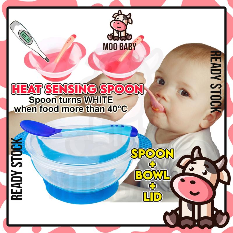 Moo Baby Feeding Bowl with Temperature Spoon Baby Food Feede - TikTok ...
