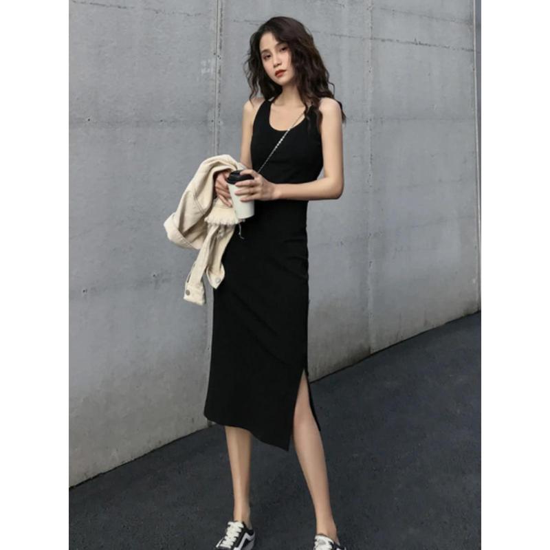 Cross Strap Dress Mid Length Lady Bottom Skirt Spring Summer - TikTok ...