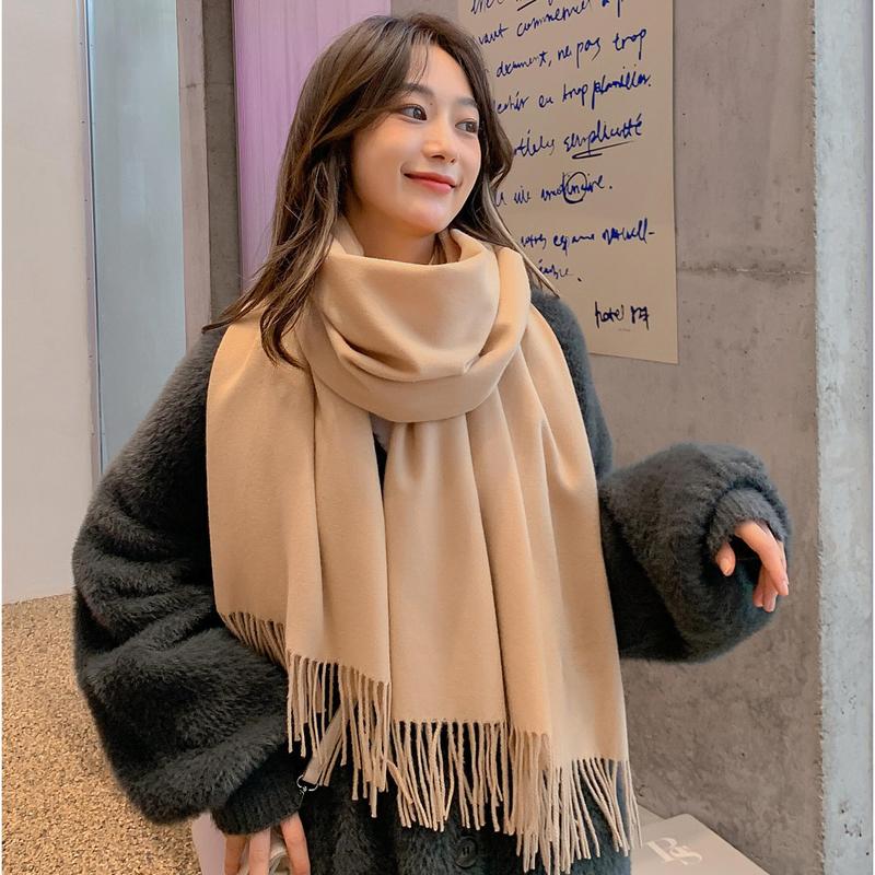 Women's Wool Cashmere Scarf Winter 2024 New Solid Color Shaw - TikTok ...
