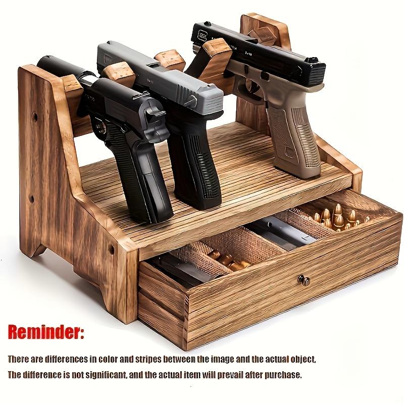1 Piece Heavy-Duty Solid Wood Gun Rack with Drawer - Multifunctional ...