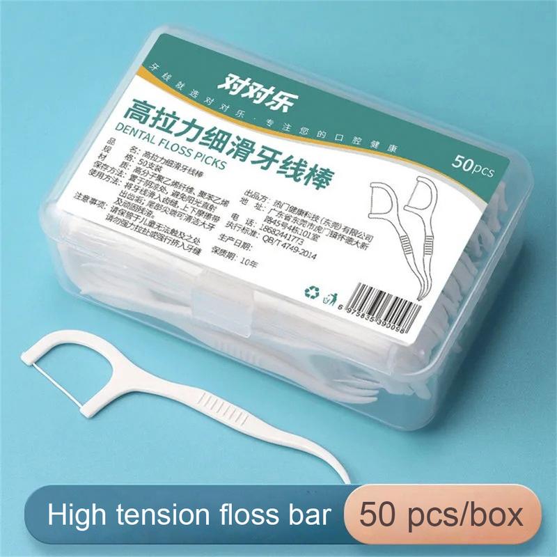 50pcs/Set Dental Floss Stick Disposable Flosser Picks Teeth Toothpicks ...