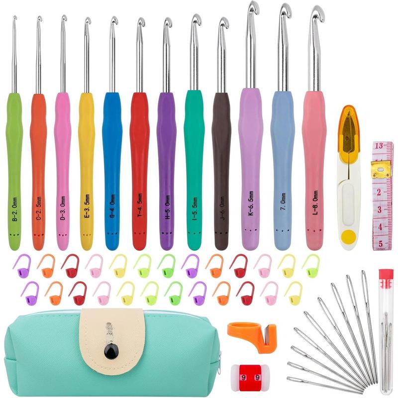 Crochet Hooks 12 Sizes Crochet Set, 51 Yarn Crochet Kit, Suitable for ...