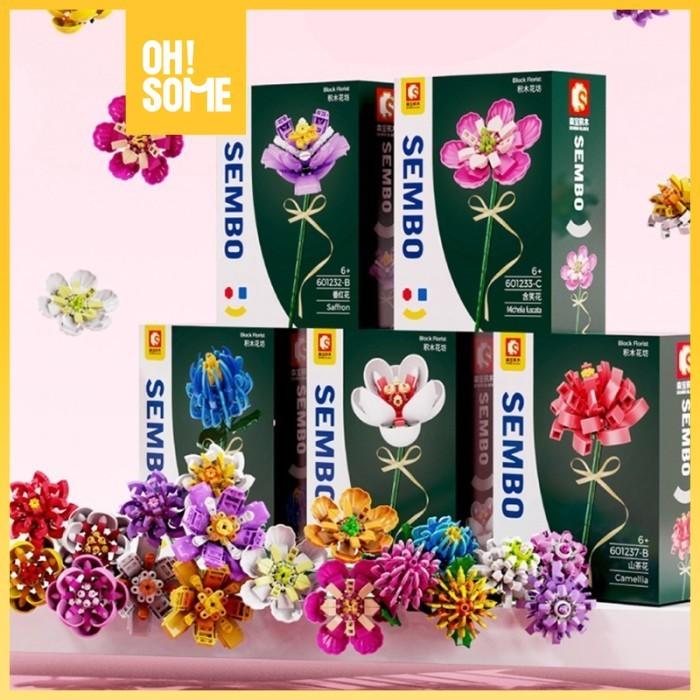 OHSOME - Mainan Merakit Balok Puzzle 3D DIY Brick Dekorasi Hiasan Bunga ...