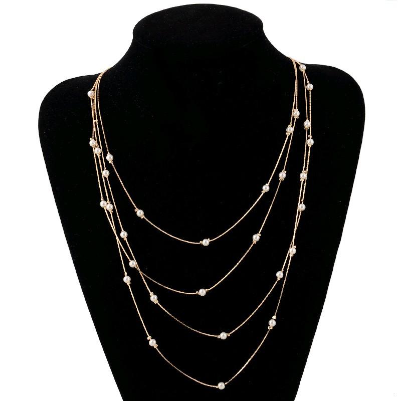 multi layer long necklace mini beads rantai leher panjang Necklaces ...
