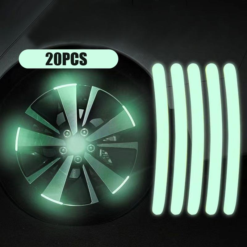 20Pcs Car Wheel Sticker Reflective Strip Luminous Safety Night - TikTok ...