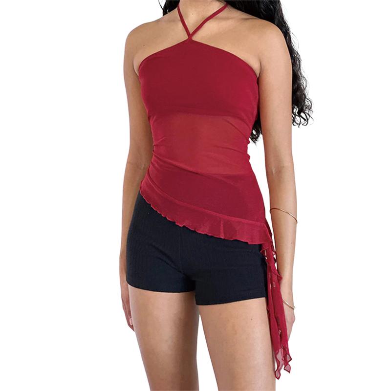 Women's Summer Halter Tank Tops Solid Color Sleeveless Backless ...