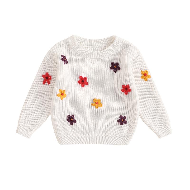 Baby Girl Sweater, Long Sleeve Crew Neck Flower Winter Warm Knit ...
