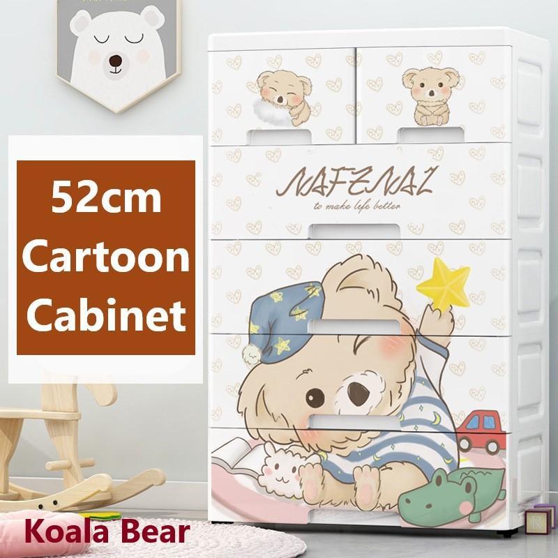 52cm 5 Layer Cartoon Plastic Drawer Cabinet Length Cartoon Storage ...