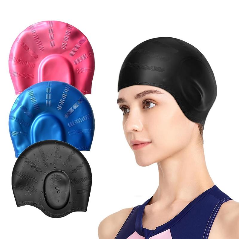 Silicone Waterproof Swimming Cap with Ear Cover, 1 Count Professional ...