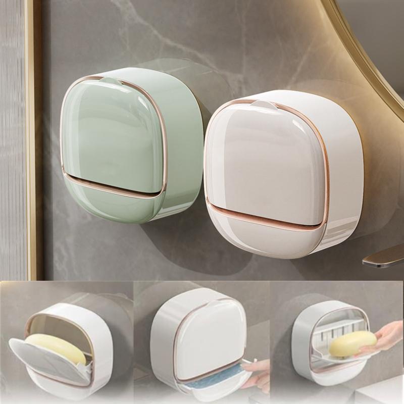 Bathroom Soap Box Wall Mounted Soap Box with Lid Waterproof Soap ...