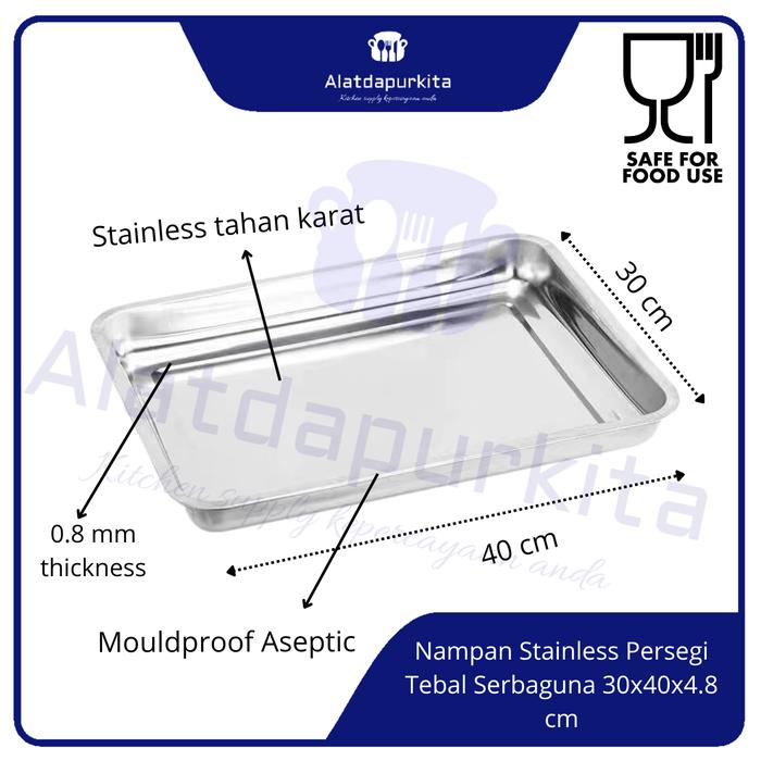 Promo Nampan Baki Tray Stainless Steel Persegi Panjang Segi Ukuran 30 x ...