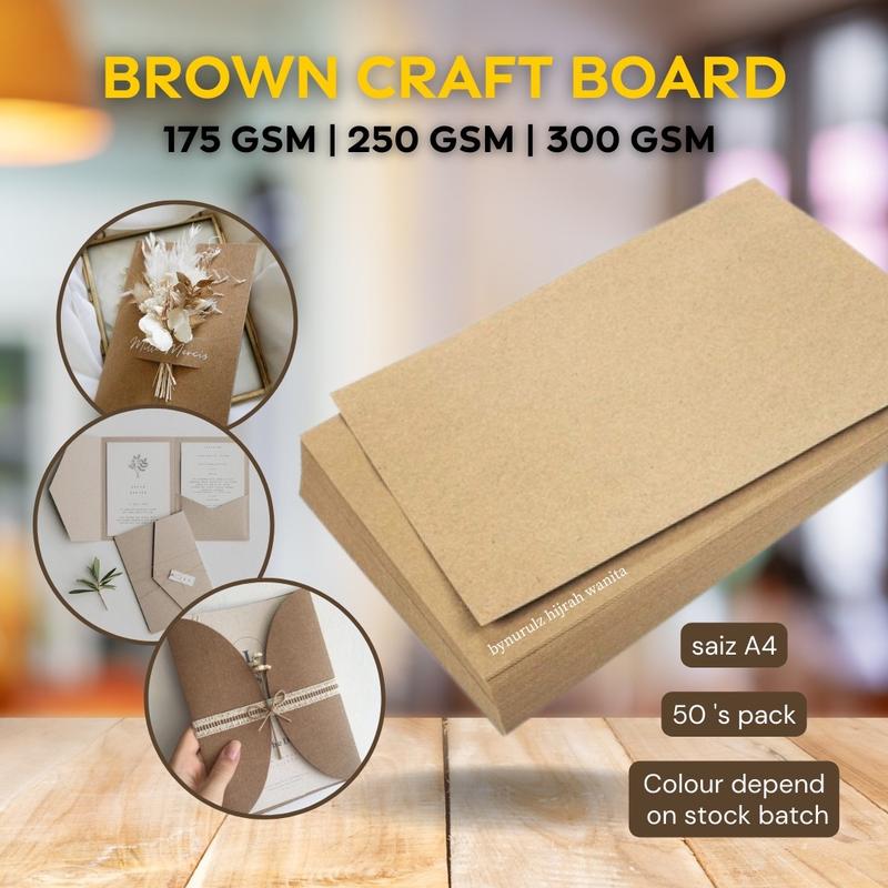 Craft Paper Board Brown 175gsm 250gsm 300gsm A4 Size 50s Kertas ...