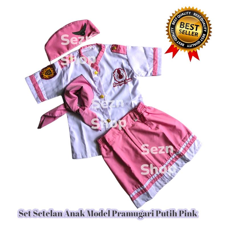 Set Setelan Anak Pramugari Pink Putih Lengkap Dengan Syal - Shop ...