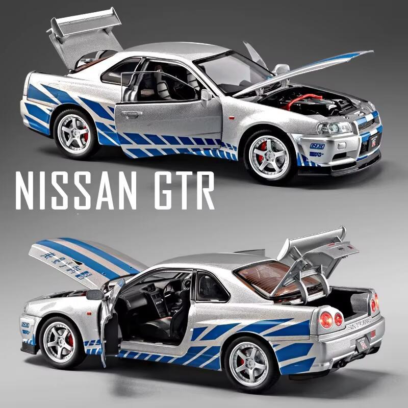 1:24 Nissan GTR R34 Sky Fast Furious Alloy Car Model Sound and - TikTok ...
