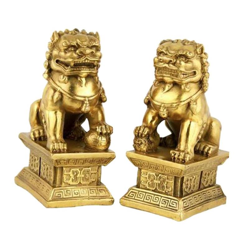 Patung Anjing Foo Cina, Singa, Hiasan Feng Shui, Hiasan Desktop ...