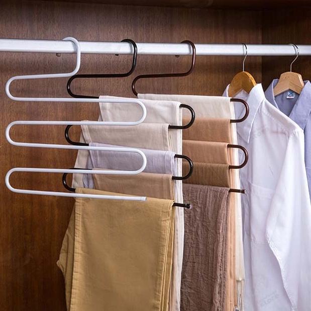 [5 hangers] S-shaped steel pants hangers large size skirt hangers ...