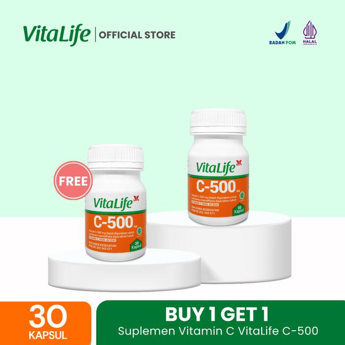 Promo [BUY 1 GET 1] Vitalife Vitamin C 500 Ekstrak Vitamin C - 30 ...