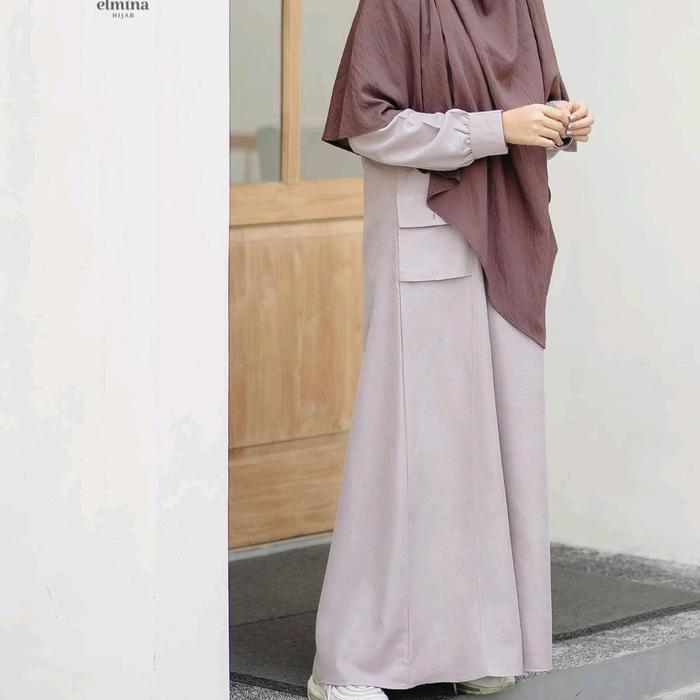 Jual Gamis Polos Baby Corduroy Halimah Series by Elmina - space grey, L ...