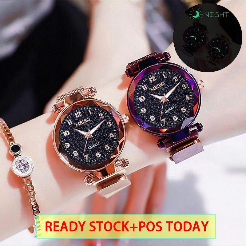 Women Starry Watch Magnetic Buckle Strap Luminous Watch - TikTok Shop ...