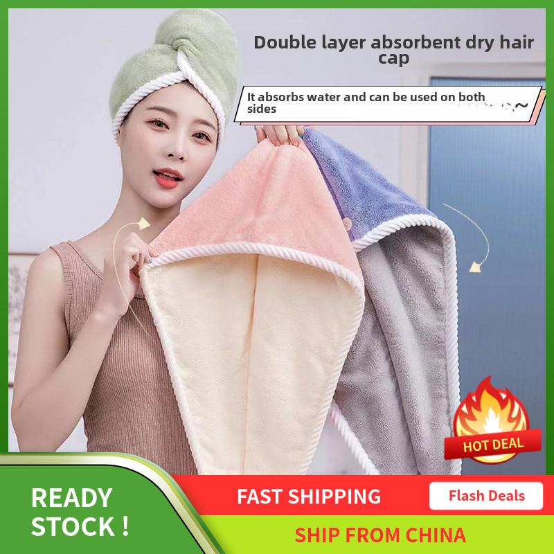 Hair Drying Hat for Women, Absorbent Double-Layered Extra-Thickness - TikTok Shop Singapore