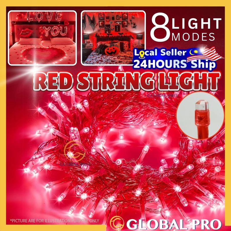 100LED Red String Light Waterproof Red Christmas Decor Light - TikTok ...