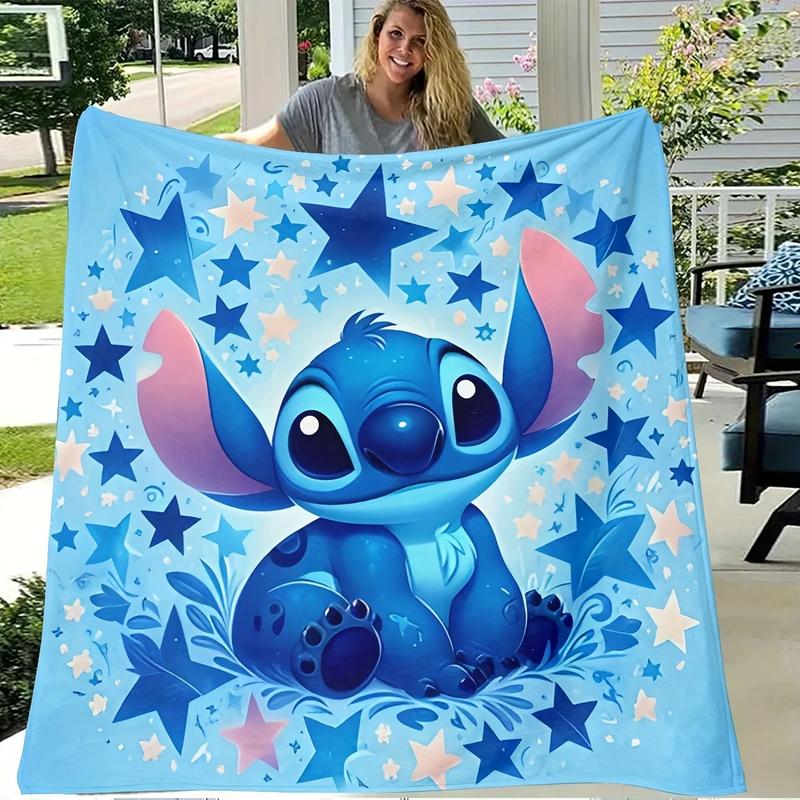DISNEY CLASSIC Stitch Starry Flannel Blanket - Soft, Warm, and Cozy All ...