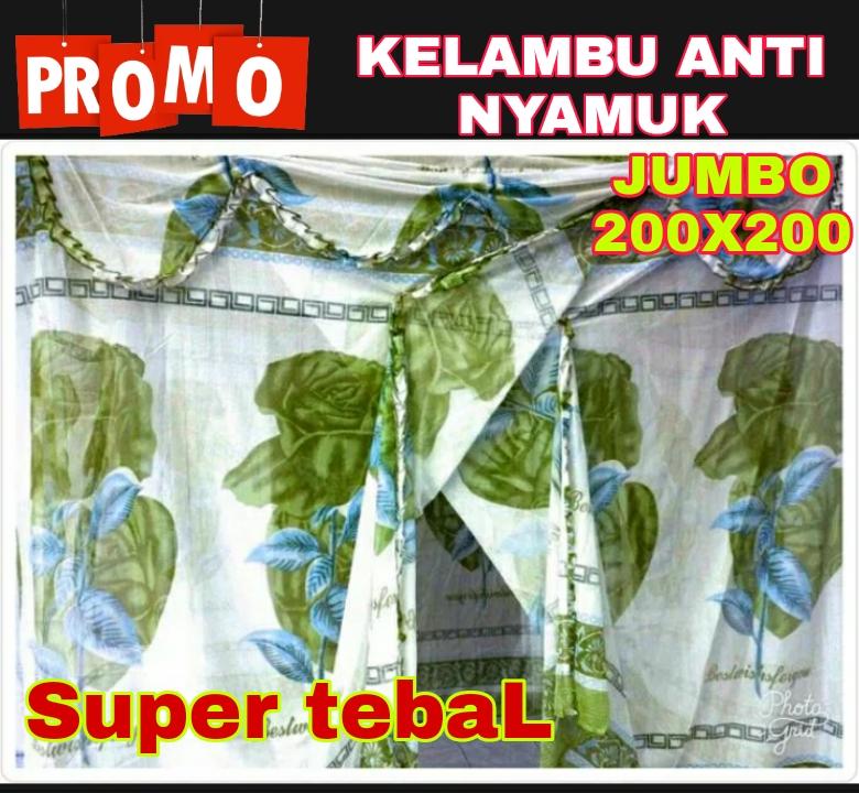 KELAMBU NYAMUK TEBAL MOTIF BUNGA UKURAN JUMBO 200X200 Tali - Shop ...