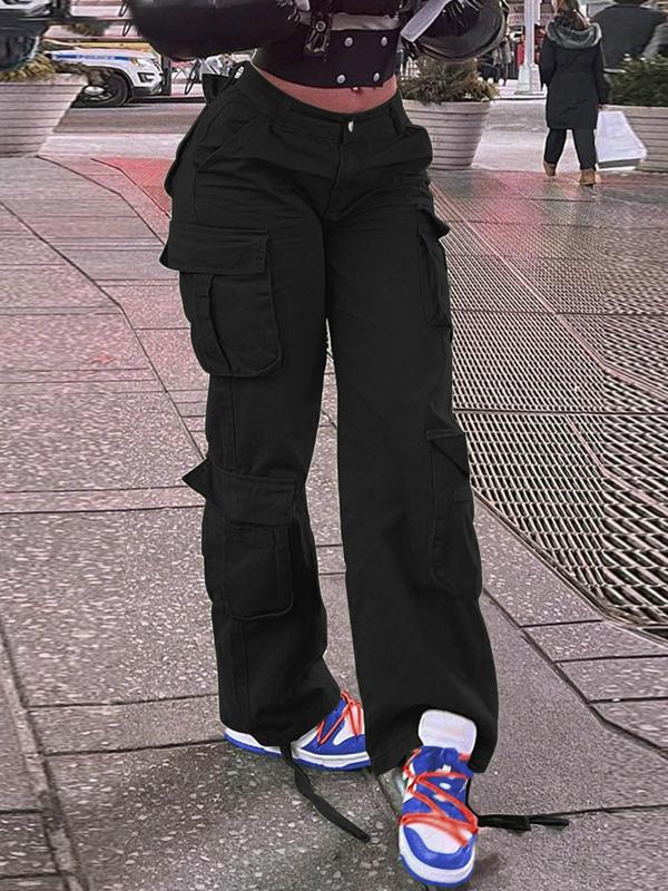 Women's Plain Drawstring High Waist Button Cargo Pants, Summer - TikTok ...