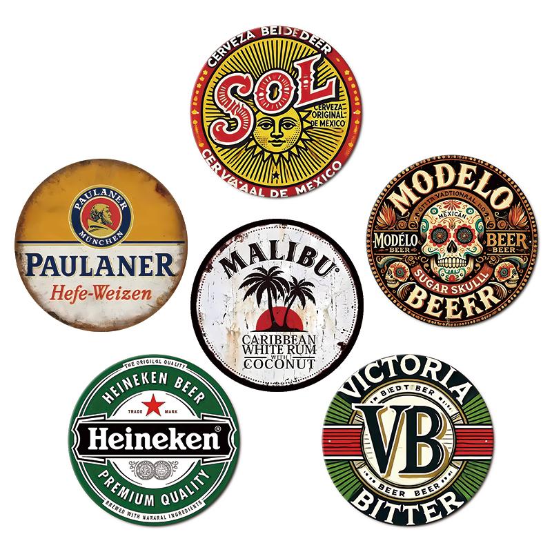 6PCS, Vintage Beer Themed Metal Tin Signs, Classic Beer Poster Plaques ...