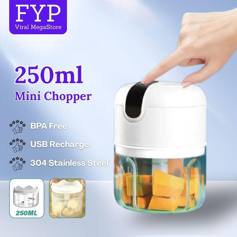 【FYP】Pengisar Mini Elektrik 250ml Pengisar Bawang, Daging & Sayur ...