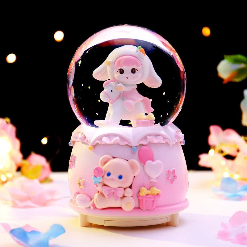 Creative Cute Trojan Bear Crystal Ball Rotating Snow Music Room ...
